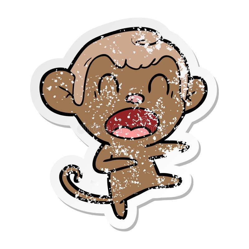 Sticker of a Shouting Cartoon Monkey Stock Vector - Illustration of ...
