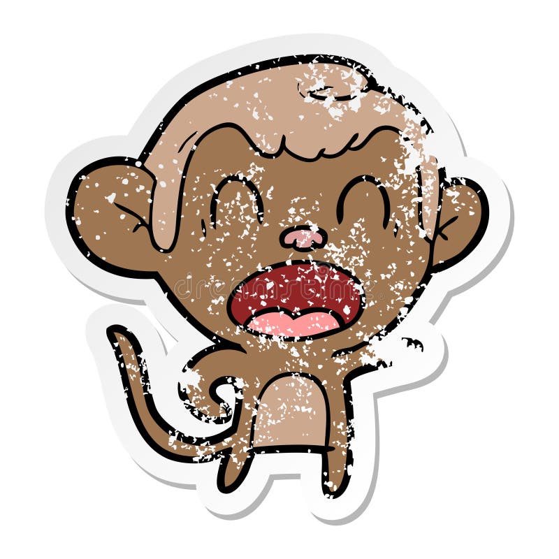 Distressed Sticker of a Shouting Cartoon Monkey Stock Vector ...