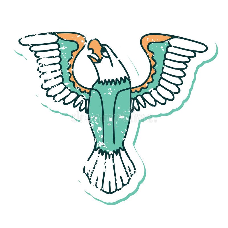Distressed Sticker Tattoo Style Icon of an American Eagle Stock Vector ...