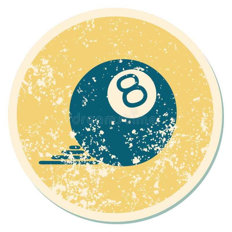 Distressed Sticker Tattoo Style Icon of a 8 Ball Stock Vector ...
