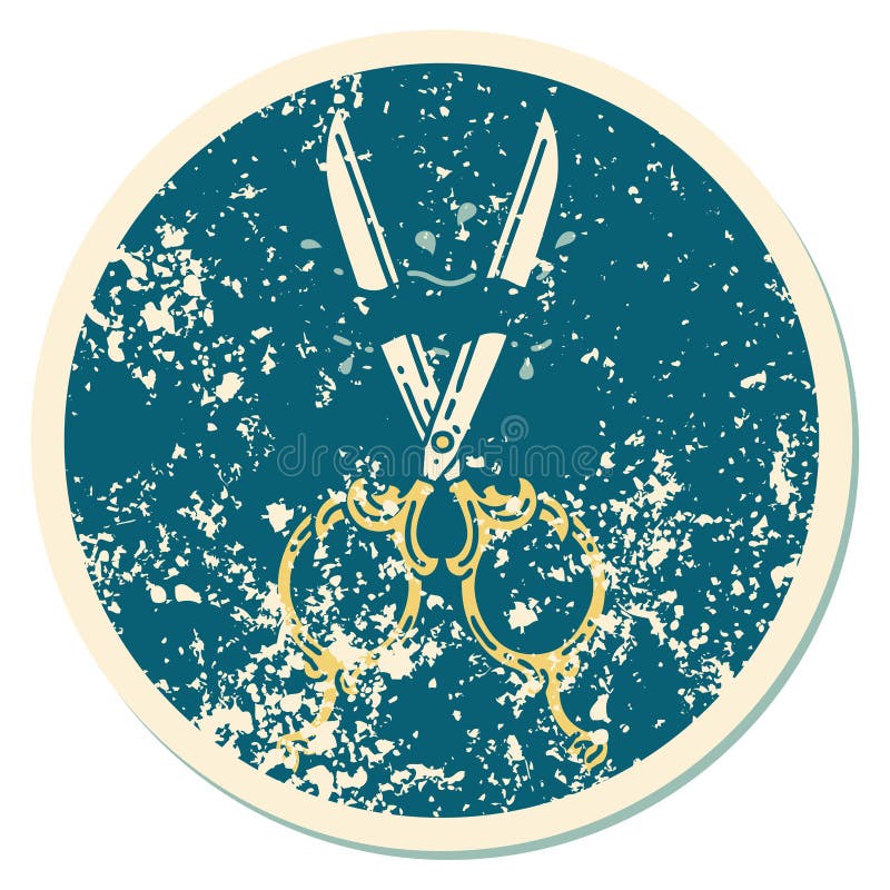 Distressed Sticker Tattoo Style Icon of Barber Scissors Stock Vector ...