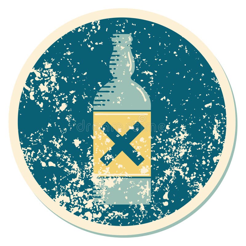 Distressed Sticker Tattoo Style Icon of a Bottle Stock Vector ...