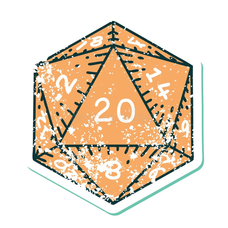 Distressed Sticker Tattoo Style Icon of a D20 Dice Stock Vector ... Distressed Sticker Tattoo Style Icon of a D20 Dice Stock Vector ...