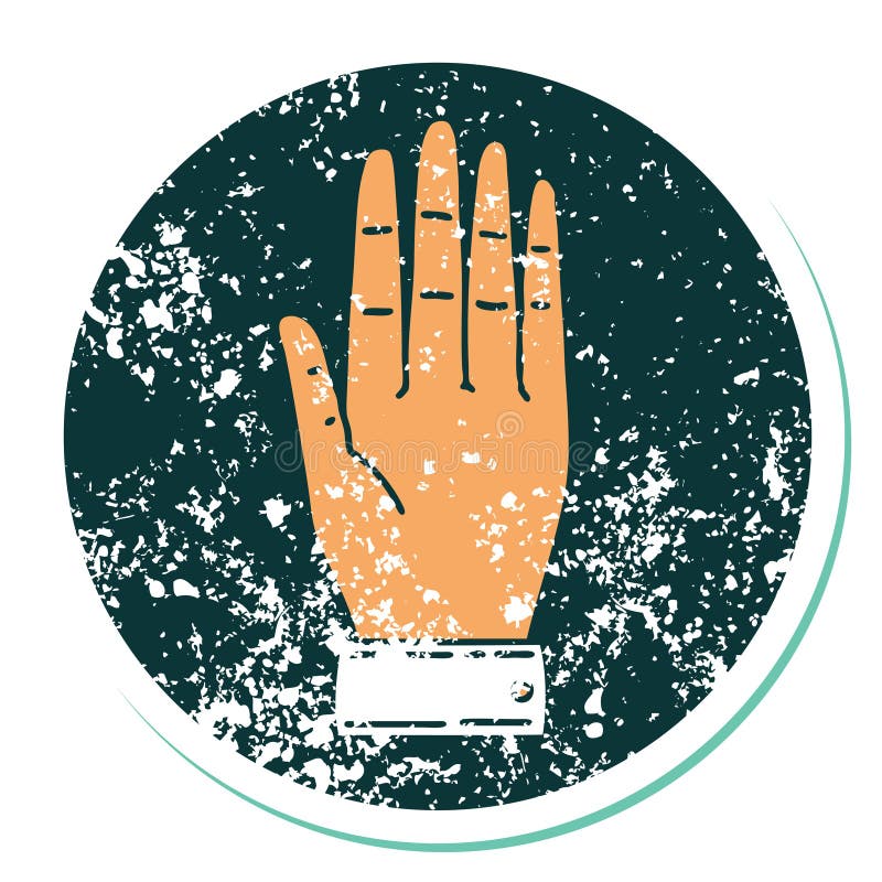 Distressed Sticker Tattoo Style Icon of a Hand Stock Vector ...