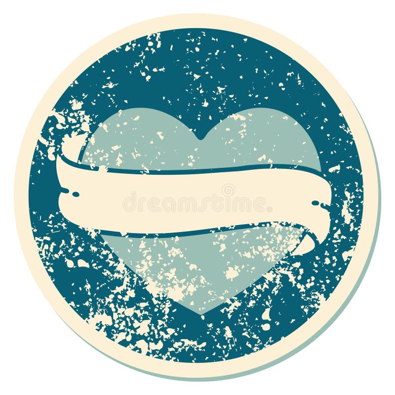Distressed Sticker Tattoo Style Icon of a Heart and Banner Stock Photo ...