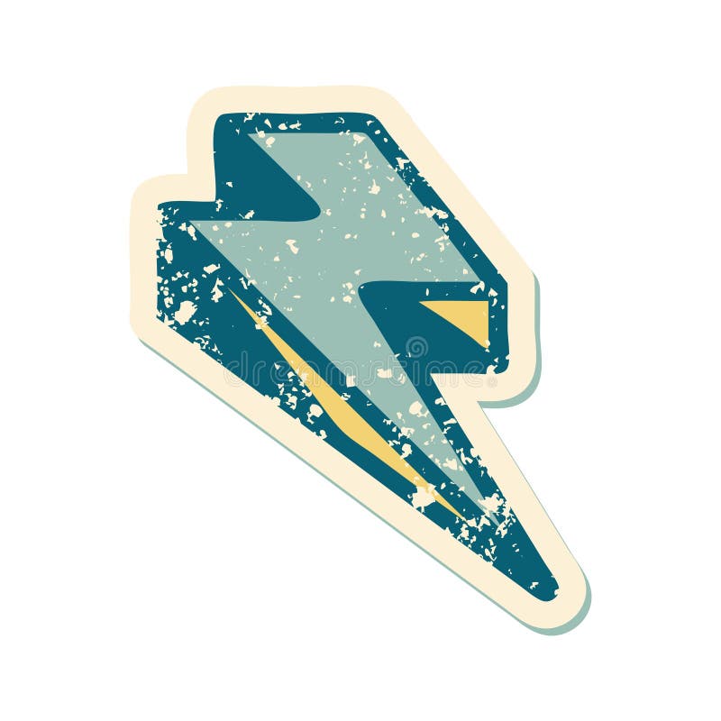 Distressed Sticker Tattoo Style Icon of Lightning Bolt Stock Vector ...