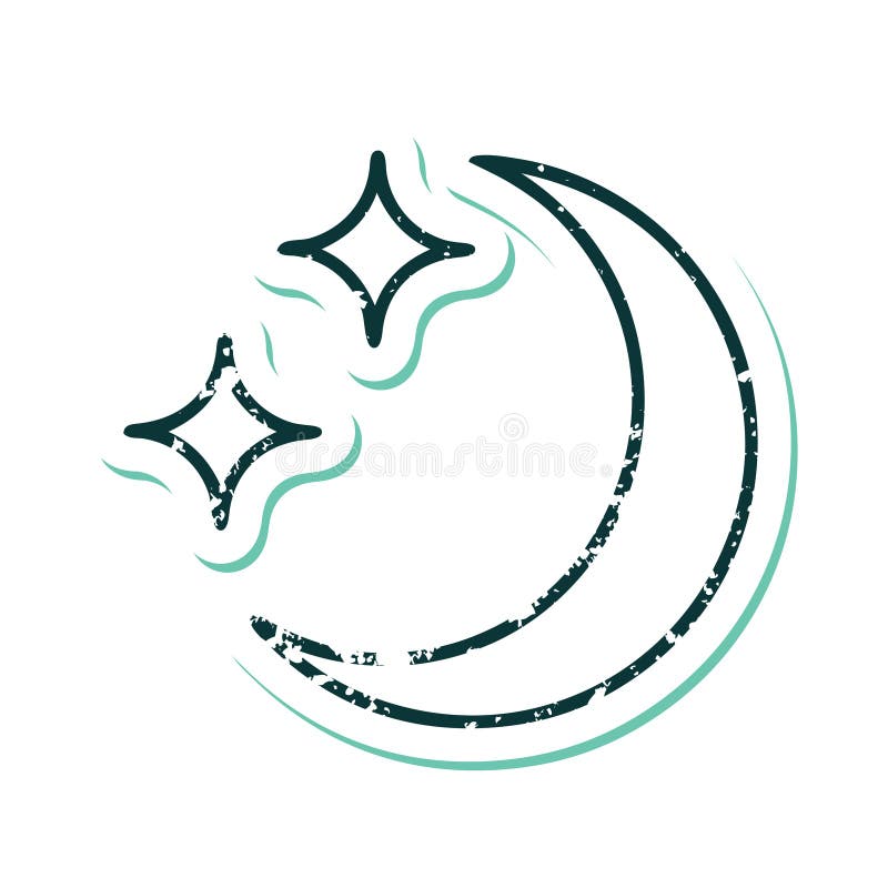 Distressed Sticker Tattoo Style Icon of a Moon and Stars Stock Vector ...