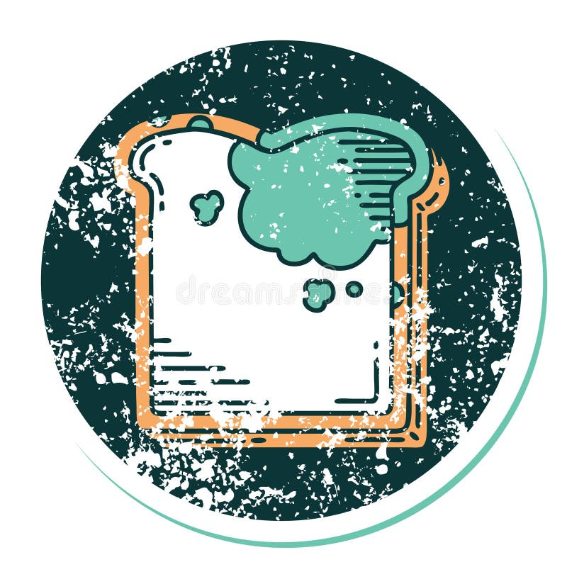 Distressed Sticker Tattoo Style Icon of a Mouldy Bread Stock Vector ...
