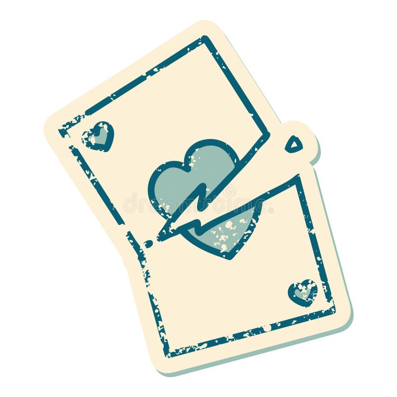 Distressed Sticker Tattoo Style Icon of a Torn Card Stock Vector ...