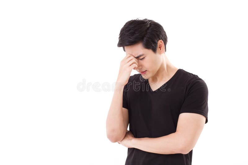 Distressed, Stressful Man Thinking, Suffering Stock Photo - Image of ...