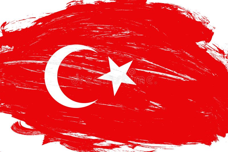 Distressed Stroke Brush Painted Turkey Flag on White Background Stock ...