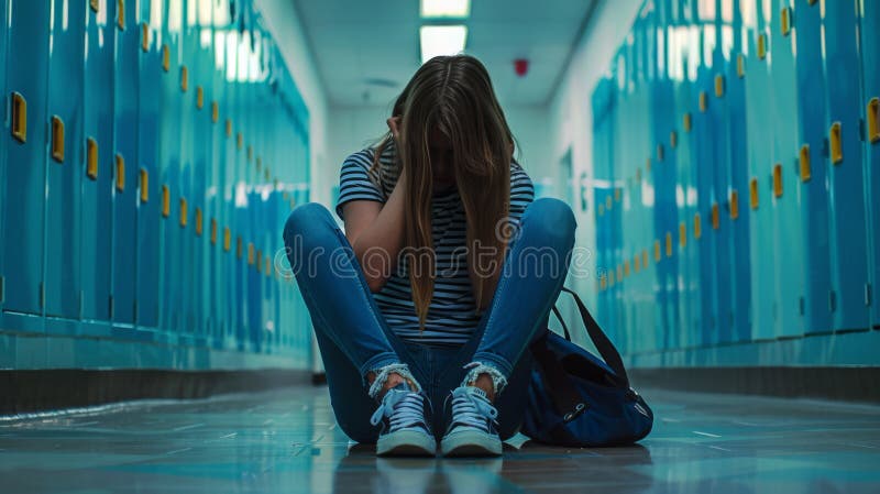 Student Overcome with Stress at School. AI Generated Stock Photo ...