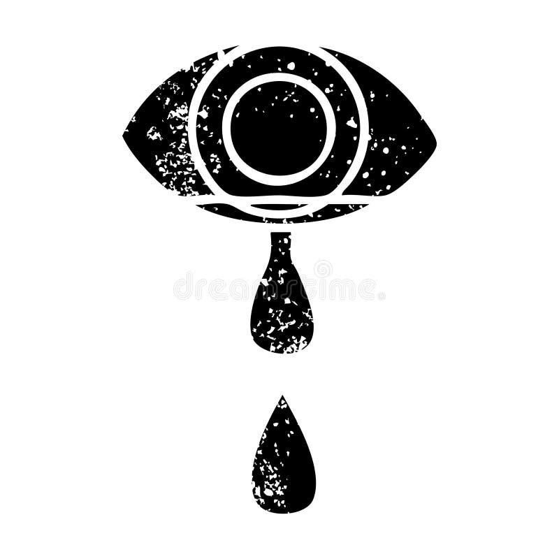 Distressed Symbol of a Crying Eye Stock Vector - Illustration of ...