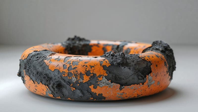 Distressed Torus Shape with Mottled Orange and Dark Textured Surface ...