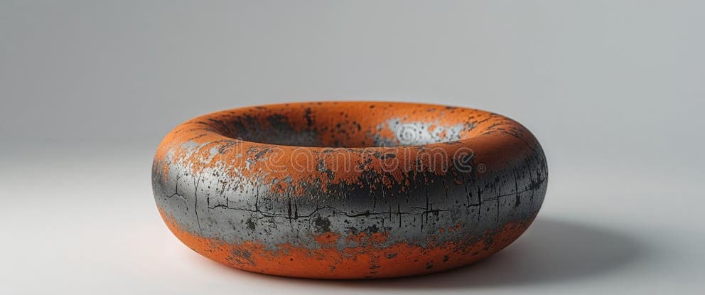 Distressed Torus Shape with Mottled Orange and Dark Textured Surface ...