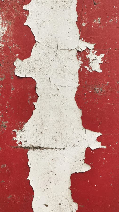 Exposed Red Wall with Peeling Paint Revealing Cracked Texture and ...