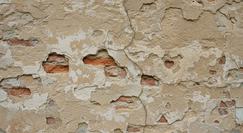 Old Weathered Wall with Peeling Plaster and Exposed Brick Texture Stock ...