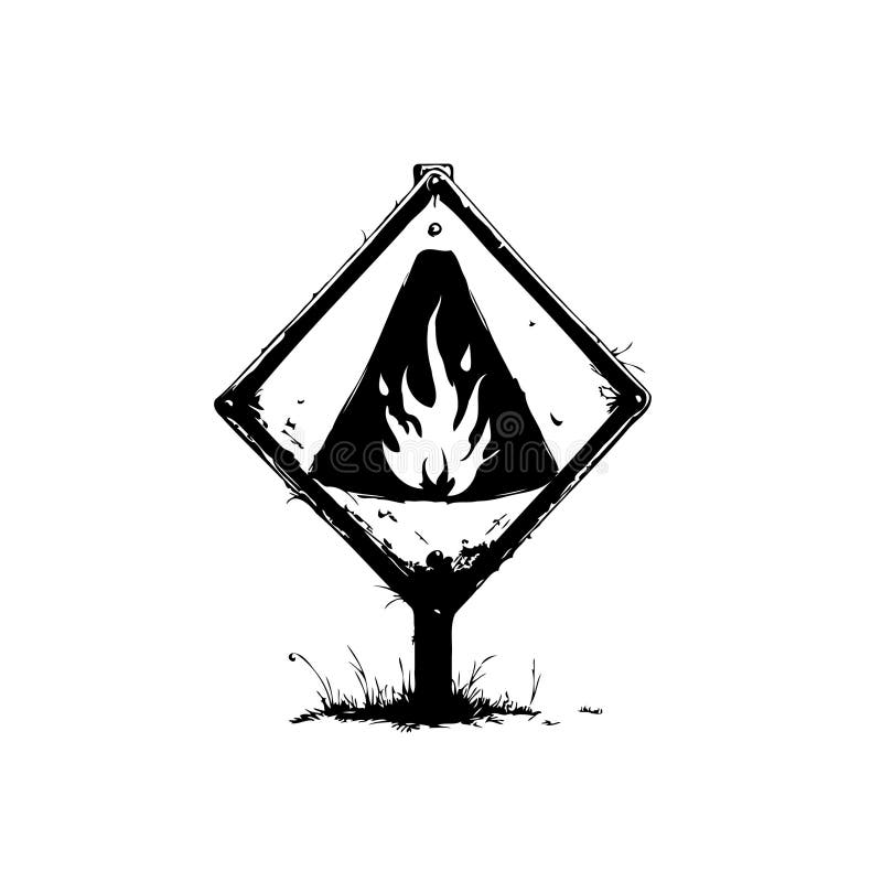 Distressed Warning Sign Depicting Flame Hazard, Evoking Danger and ...