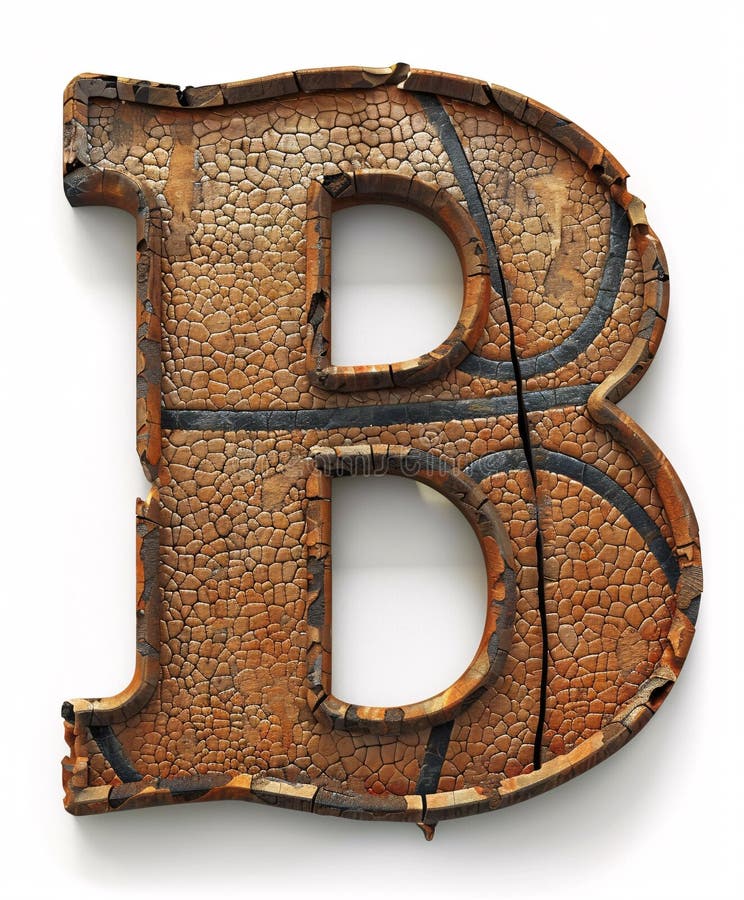 Distressed Wooden Letter B: Layers of Time and Texture Revealed Stock ...