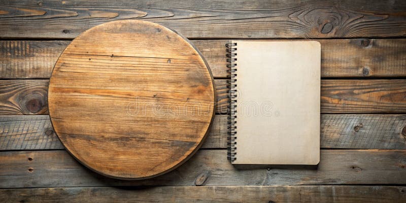 Distressed Wooden Plank Featuring a Large Circular Blank Notepad Ideal ...