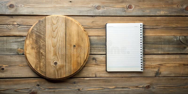 Distressed Wooden Plank Featuring a Large Circular Blank Notepad Ideal ...