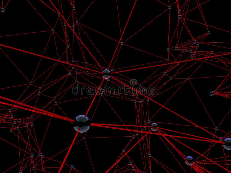 Distributed Connection Atom with Black Background. 3D Stock ...