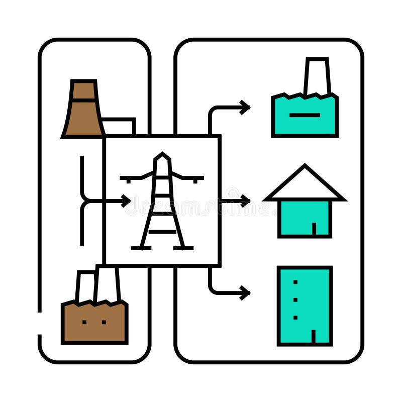 Distributed Generation Electric Icon Color Illustration Stock Vector ...