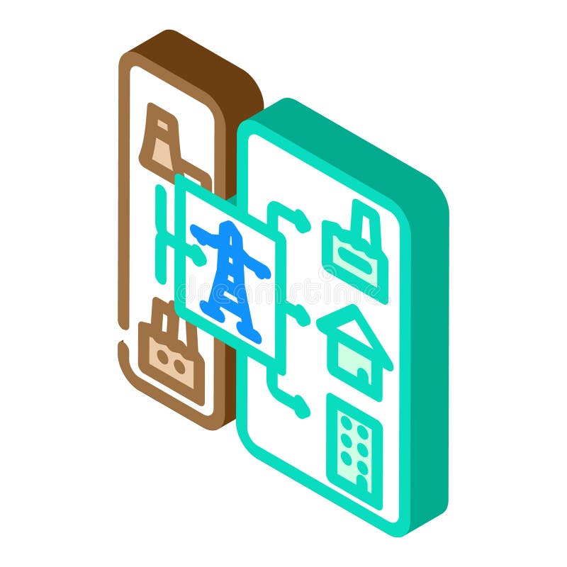 Distributed Generation Electric Isometric Icon Vector Illustration ...