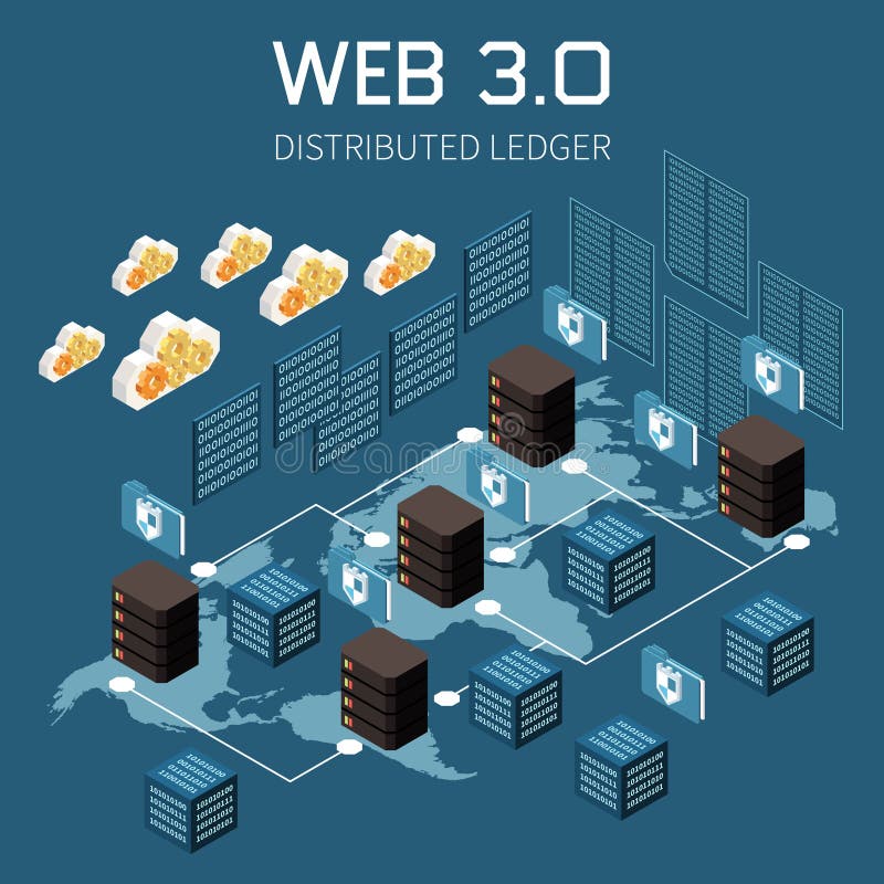 Distributed Ledger Isometric Stock Vector - Illustration of digital ...