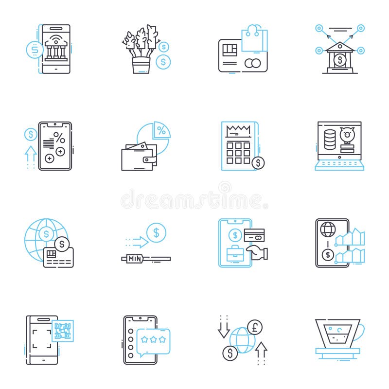 Distributed Ledgers Linear Icons Set Blockchain Decentralization