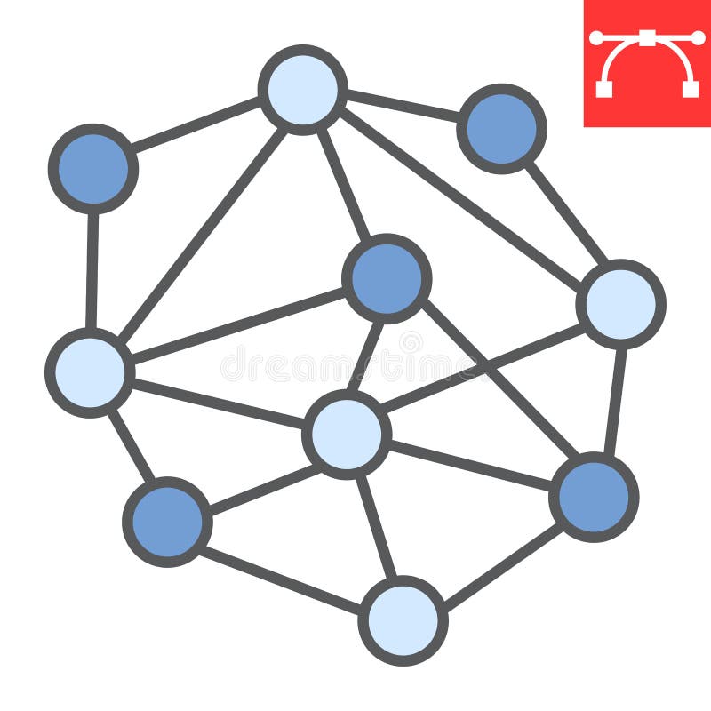 Distributed Network Color Line Icon, Connect and Marketing ...