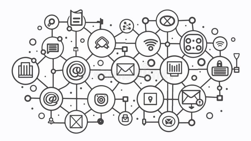 Modern Distributed Network Outline Icons Vector Illustration Stock ...