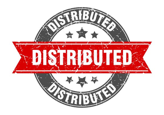 Distributed Round Stamp with Ribbon. Label Sign Stock Vector ...