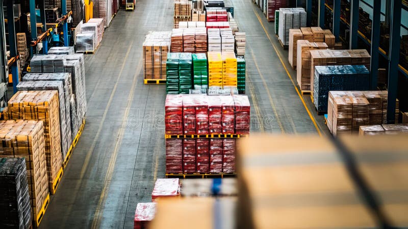 Distribution Center with Box Packaging on Shelves Stock Image - Image ...