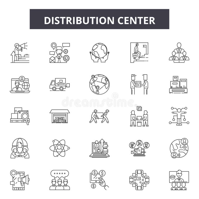 Distribution Center Line Icons, Signs, Vector Set, Outline Illustration ...
