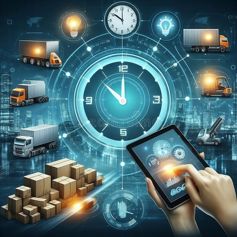 Distribution Center and Logistics Technology Concept with Infographics ...