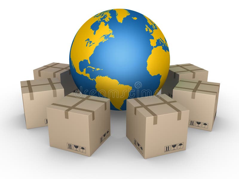 Distribution Des Colis Partout Dans Le Monde Illustration Stock ...