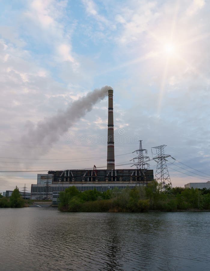 Distribution Electric Substation with Power Lines and Transformers, at ...