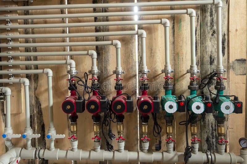 Distribution Header of the Heating System in the Boiler Room, with ...