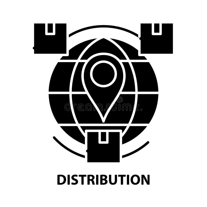 Distribution Icon, Black Vector Sign with Editable Strokes, Concept ...