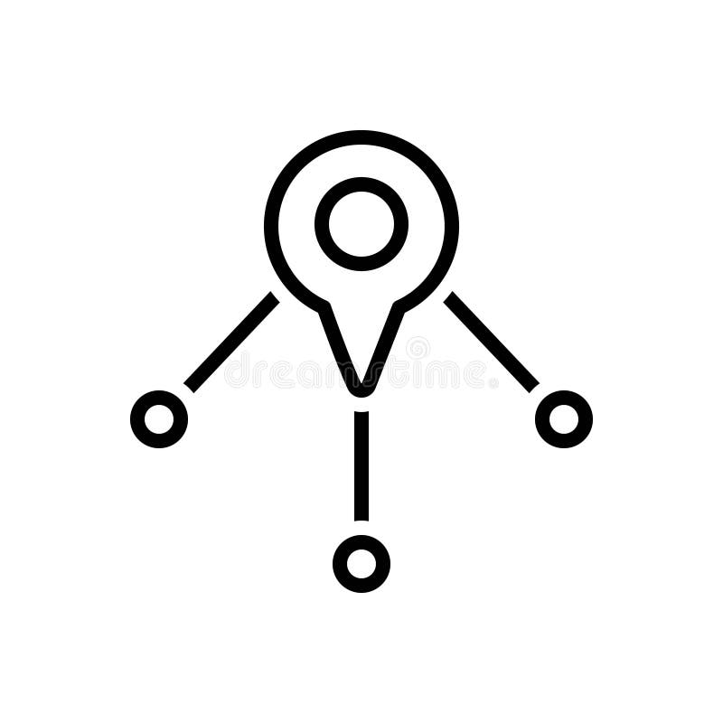Black Line Icon for Distribution, Location and Gps Stock Illustration ...