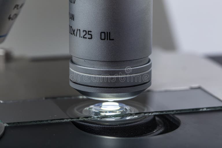 Distribution of Immersion Oil Under Light Microscope Objective Lens ...