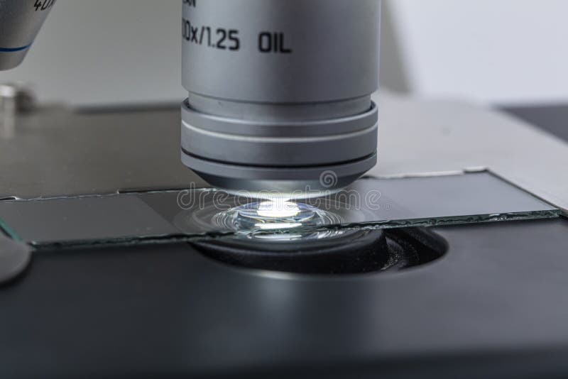 Distribution of Immersion Oil Under Light Microscope Objective Lens ...