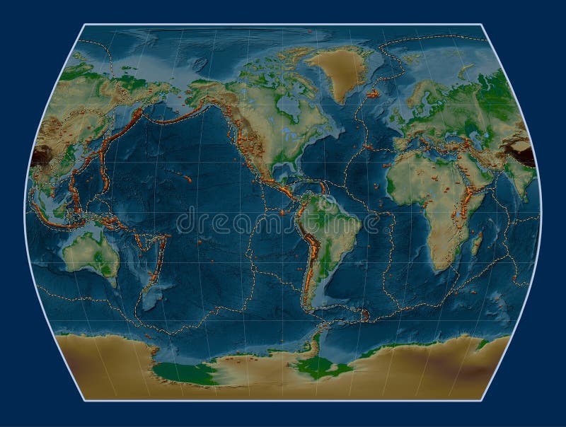 Volcanoes and Boundaries on the World Physical Map - -90 PM. Tim Stock ...