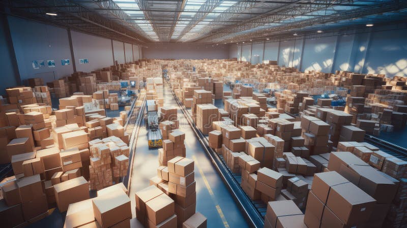 Distribution Large Group of Boxes Stock Illustration - Illustration of ...