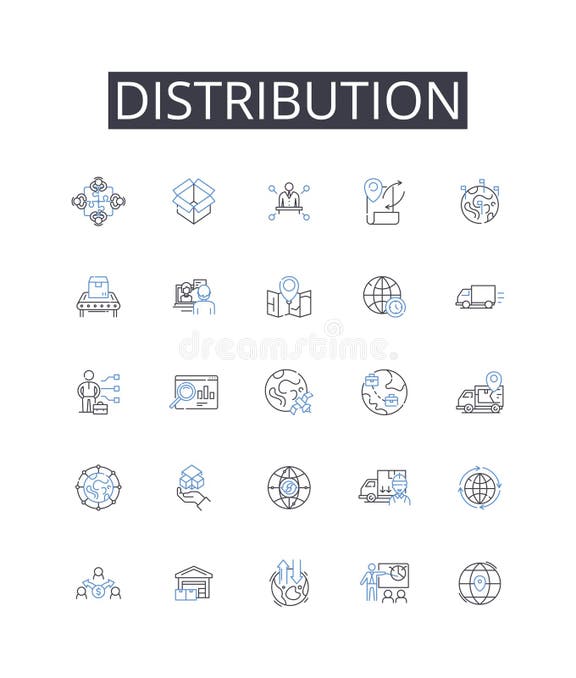 Distribution Line Icons Collection. D, Rendering, Augmented, Virtual ...