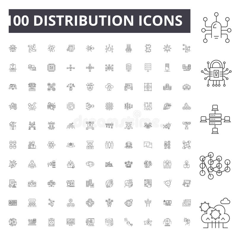 Distribution Line Icons, Signs, Vector Set, Outline Illustration ...