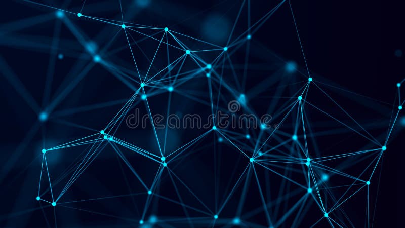 Distribution of Lines and Points in Space. Digital Background of Data ...