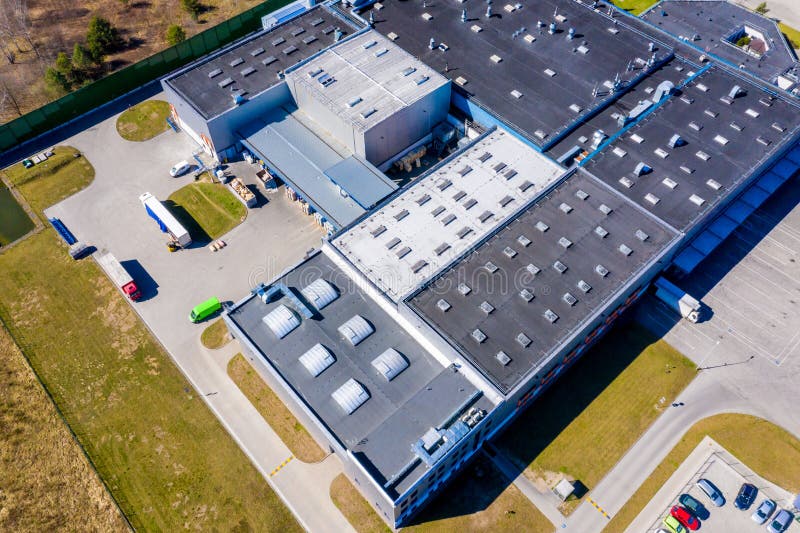 Aerial View of Warehouse Storages or Industrial Factory or Logistics ...