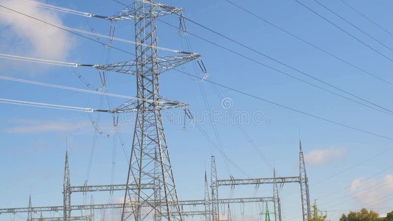 Distribution Network. Iron Utility Pole of a High Voltage Power Line ...
